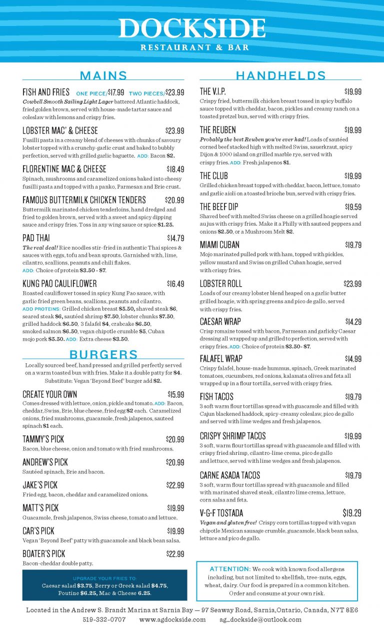 Menu – Alternate Grounds Dockside