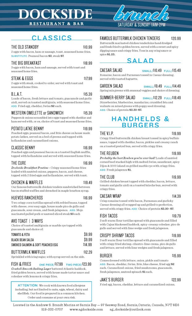 Menu – Alternate Grounds Dockside