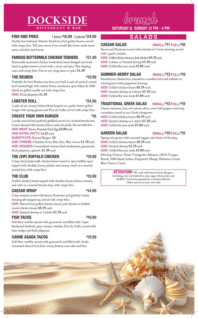 Menu – Alternate Grounds Dockside