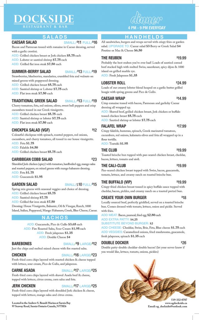 Menu – Alternate Grounds Dockside