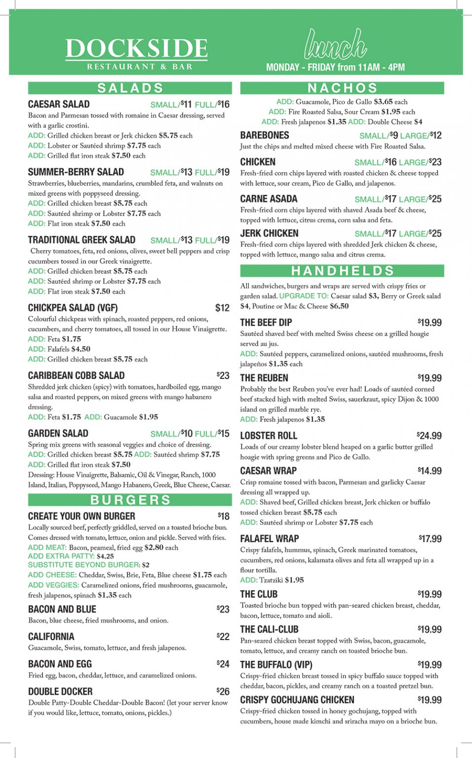 Menu – Alternate Grounds Dockside